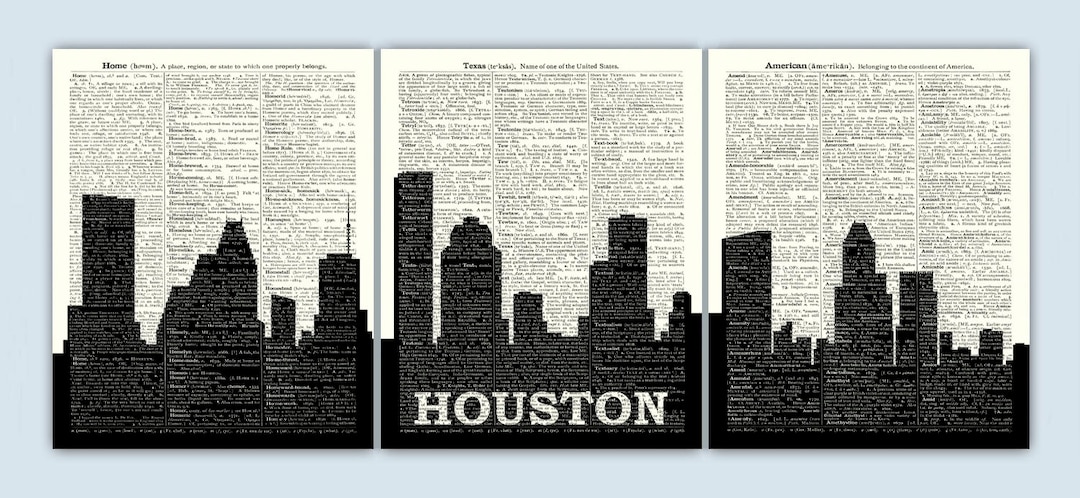 Houston Skyline Triptych, Houston Art Print, Houston Decor, Houston ...