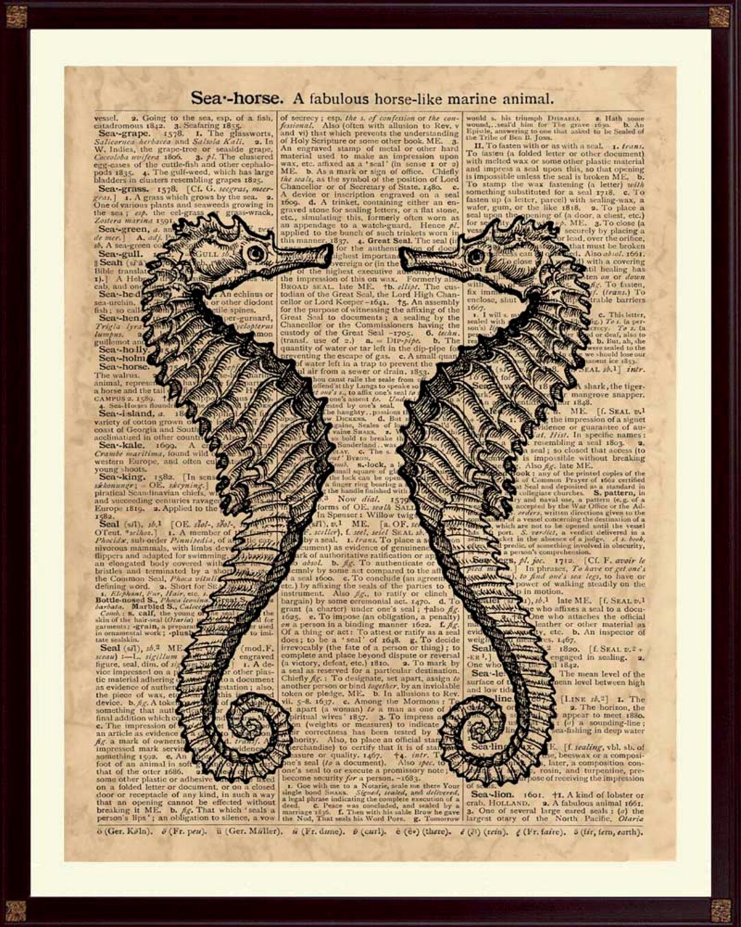 Seahorse Print Sea Horse Poster Coastal Decor Nautical - Etsy