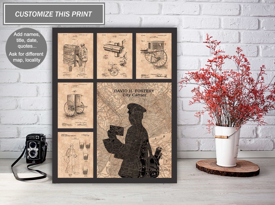 Personalized Postman Poster, Mailman Retirement Gift, Postman Wall Art ...