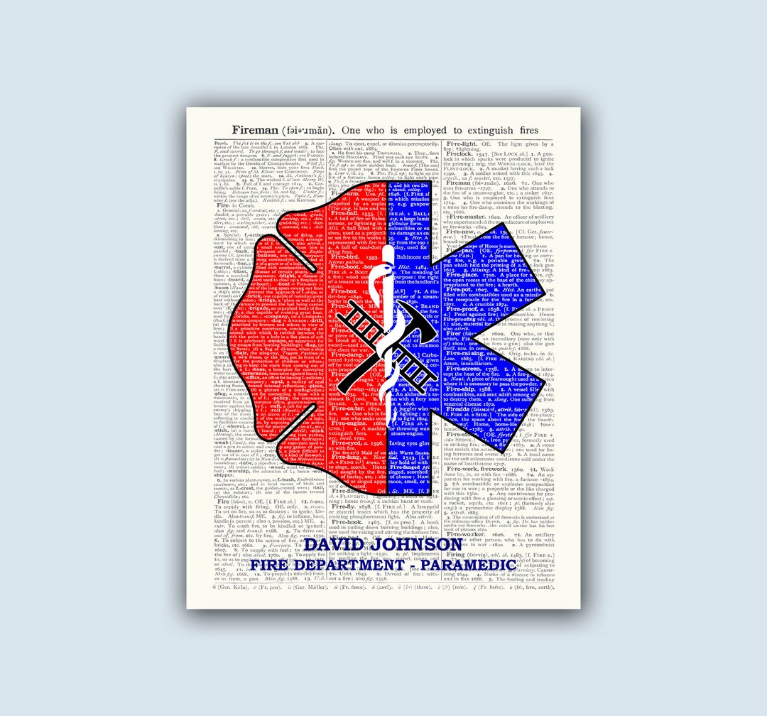 Fire Department, Paramedic, EMS, Firefighter Gift, PERSONALIZED Print ...