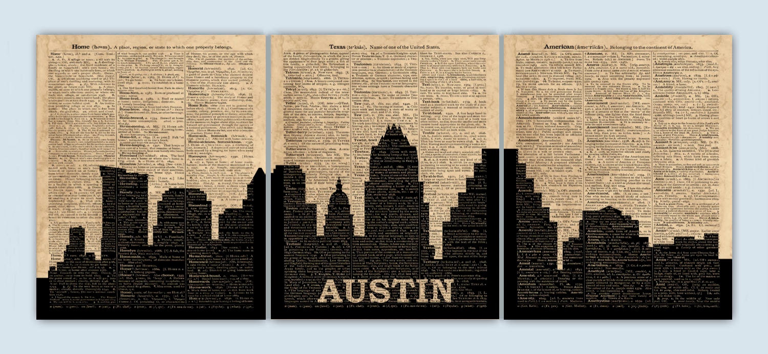 Austin Skyline Triptych Austin Art Print Austin Texas - Etsy
