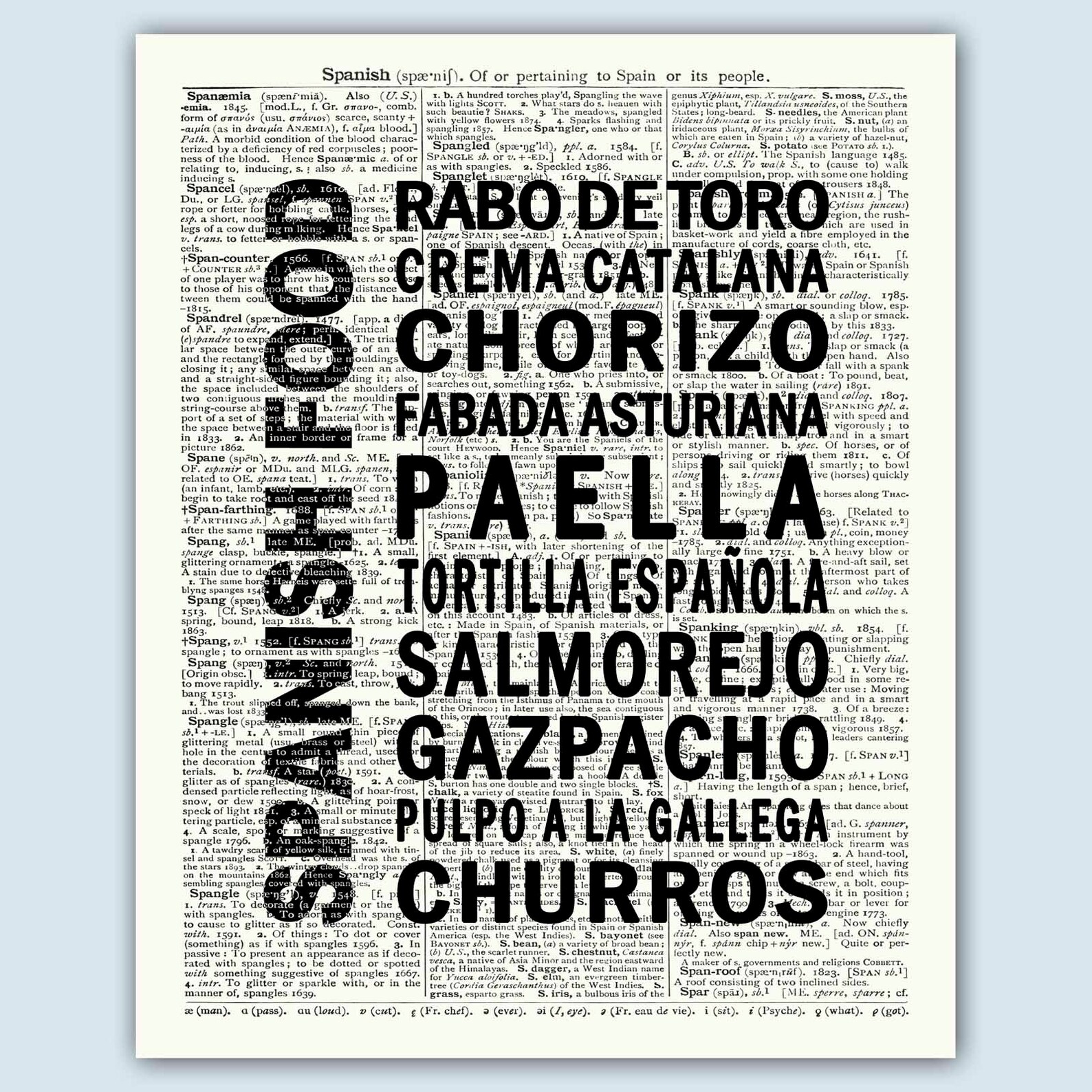 Spanish Food Print Spanish Kitchen Art Spanish Gifts Spain | Etsy