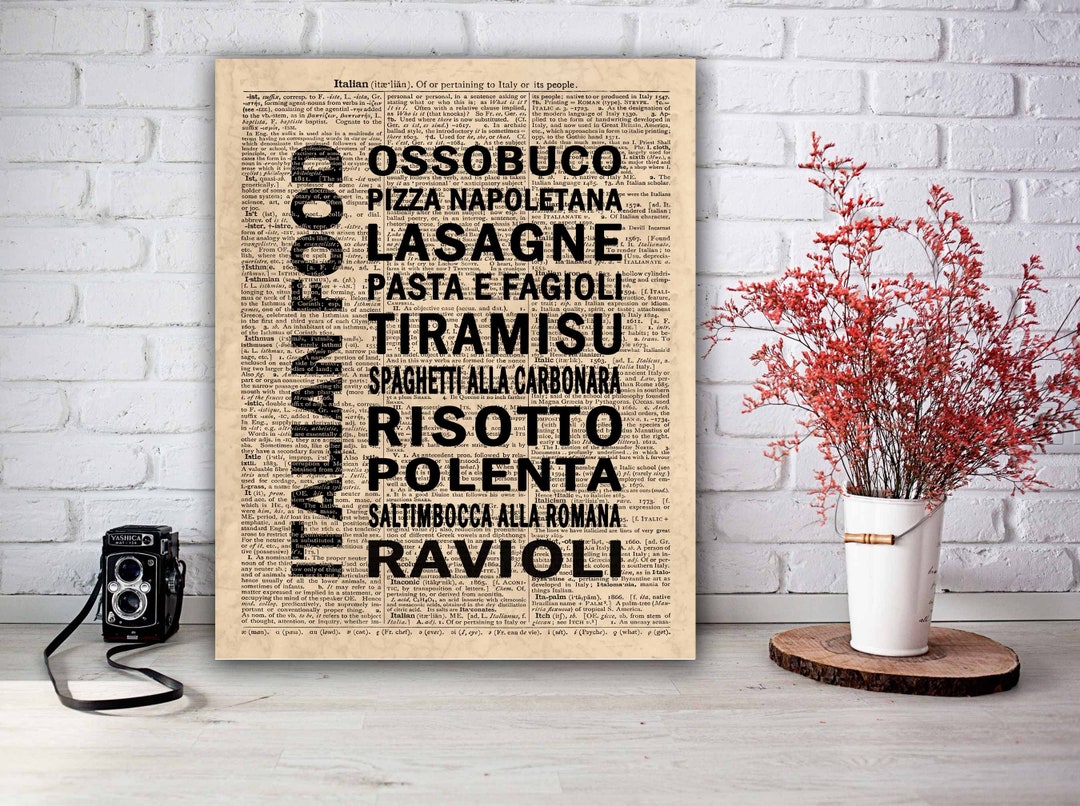Italian Food Print, Italian Kitchen Art, Italian Gifts, Italy Wall ...