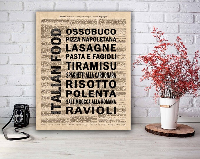 Italian Food Print, Italian Kitchen Art, Italian Gifts, Italy Wall ...