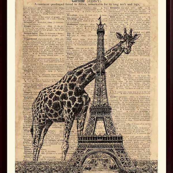 Giraffe Eiffel Tower Art - Etsy