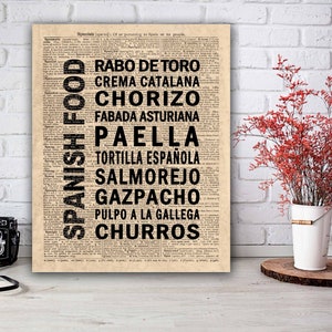 Spanish Food Print, Spanish Kitchen Art, Spanish Gifts, Spain Wall ...