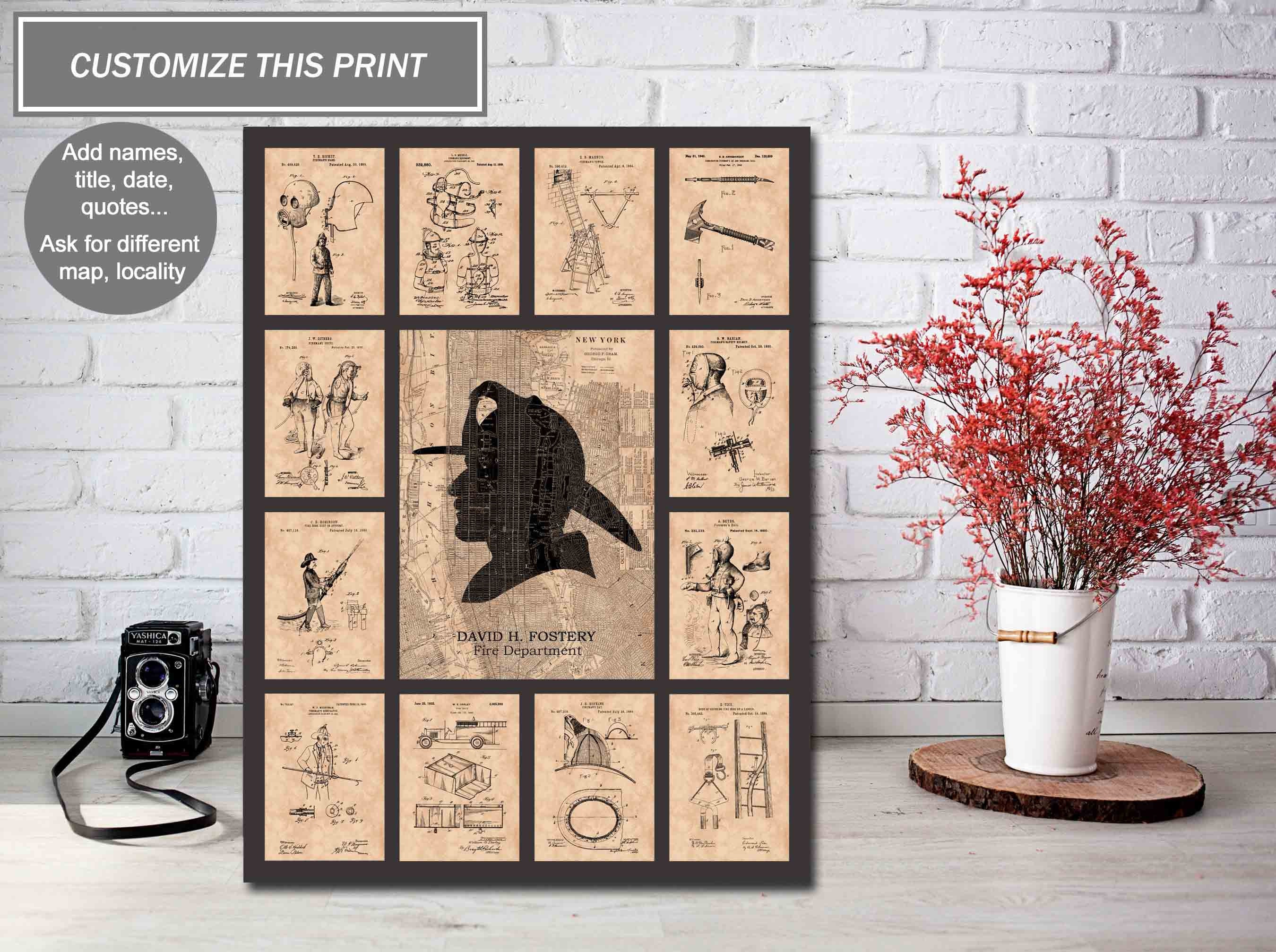 Custom Fireman Gift, Firefighter Poster, Fire House Decor, Fireman ...