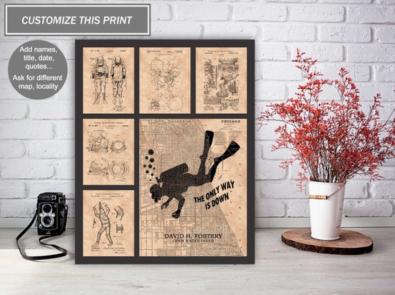 Personalized Scuba Diver Poster Scuba Diving Gift Diver Wall | Etsy