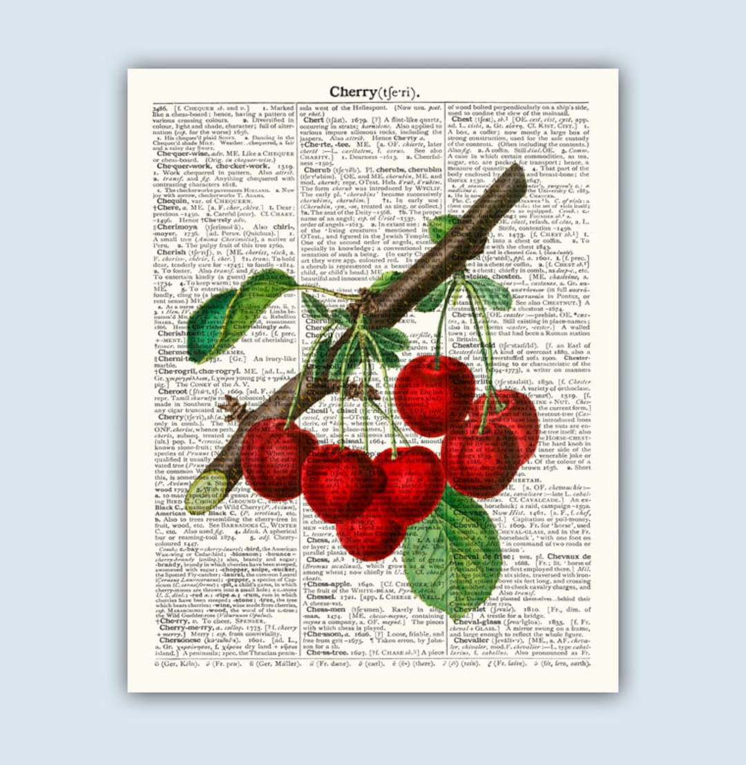 Cherry Poster, Botanical Print, Fruit Art, Kitchen Art, Cherry Art ...
