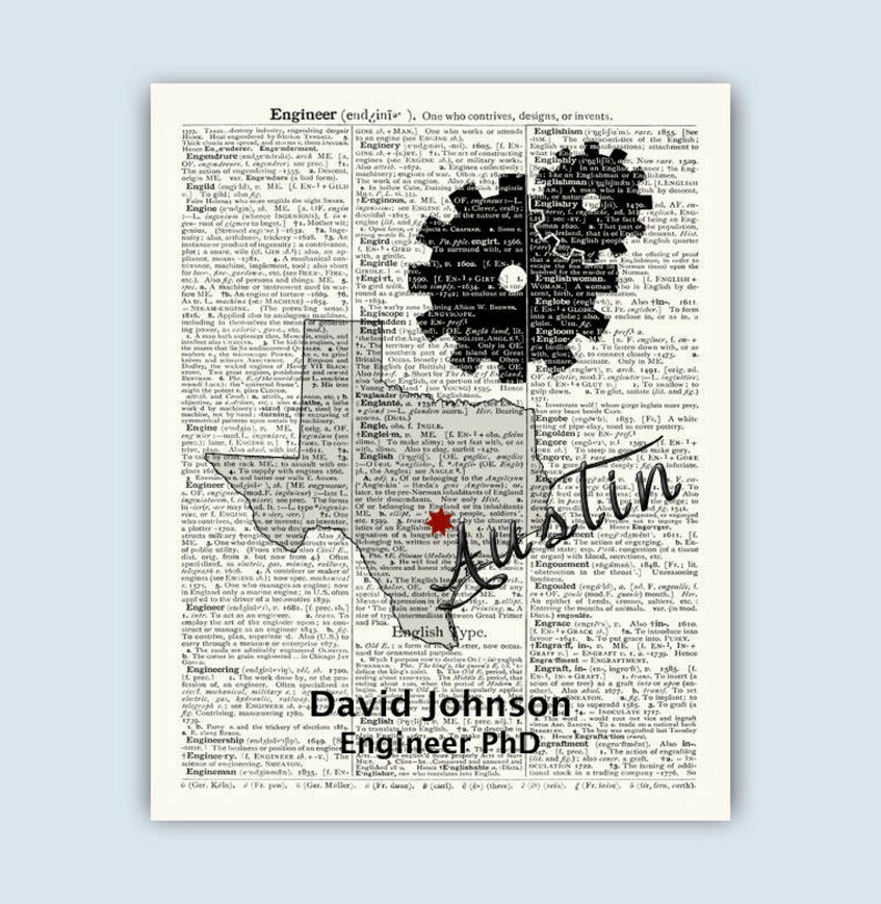 Personalized Engineer Graduation Gift, Texas State Art Print - Etsy