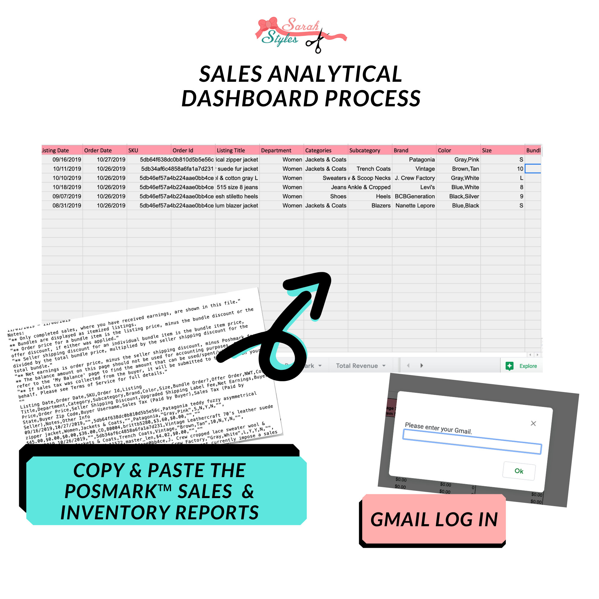 Poshmark® Sales Report Sarah Styles™ Inventory Dashboard - Etsy