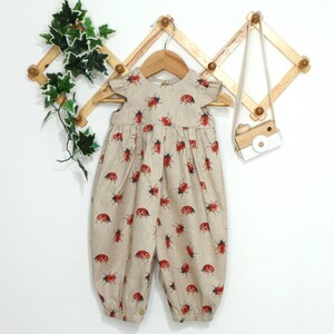 Linen Ladybird, Ladybug Flutter Sleeve Jumpsuit. 0-6 Years. - Etsy