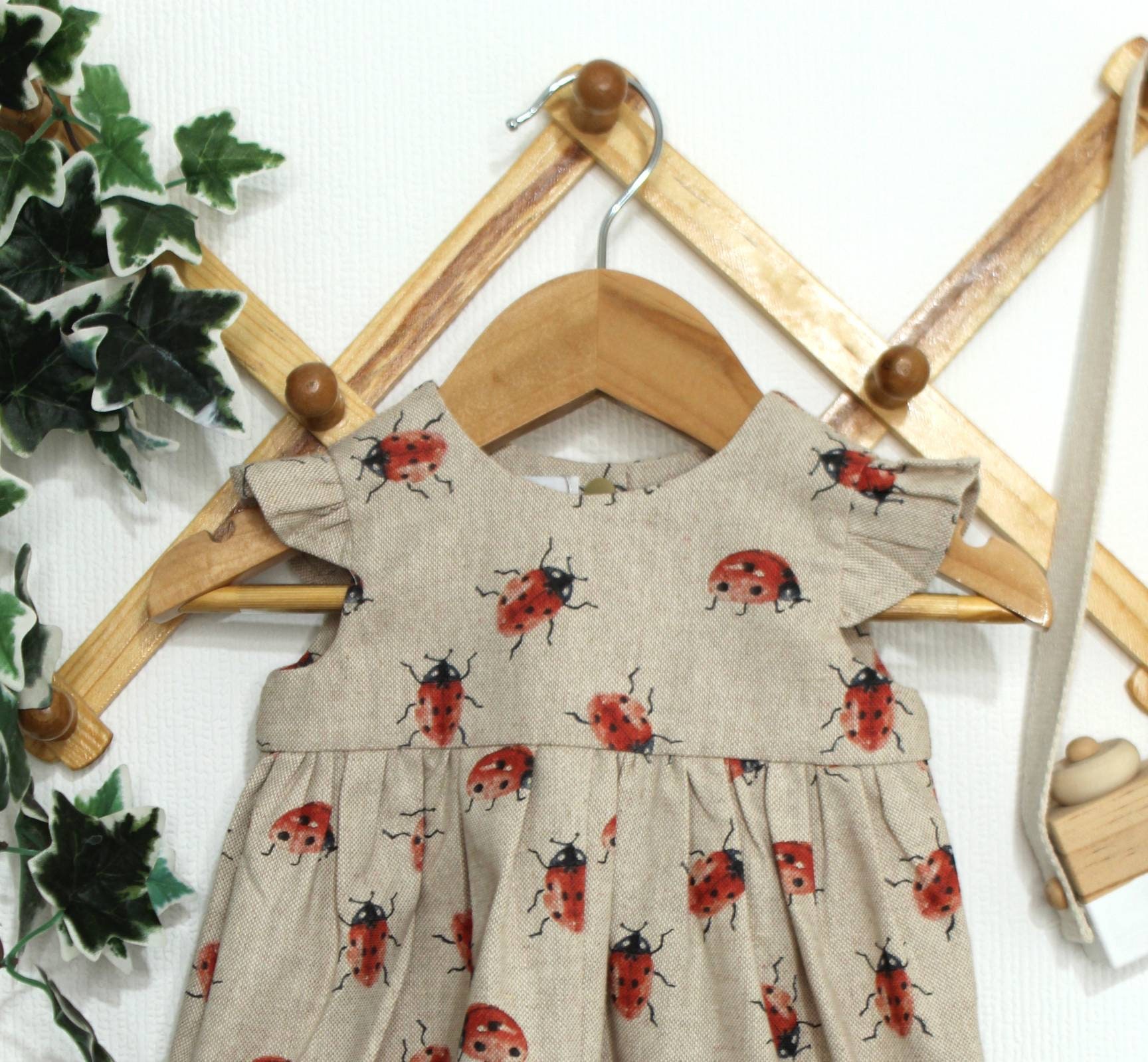 Linen Ladybird Ladybug Flutter Sleeve Jumpsuit. 0-6 years. | Etsy