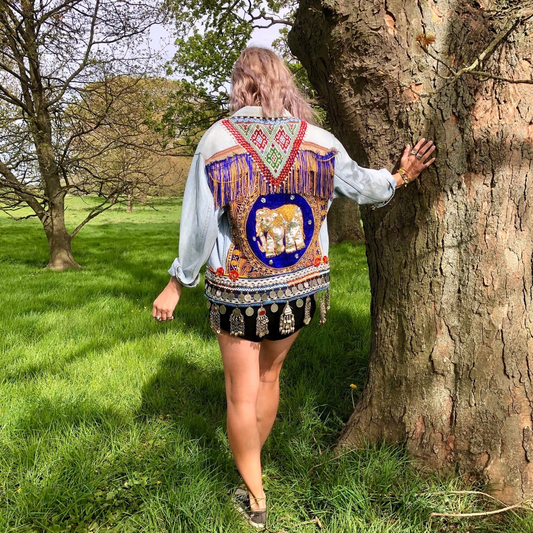 Gypsy Festival Elephant Jacket With Vintage Thai & Indian - Etsy