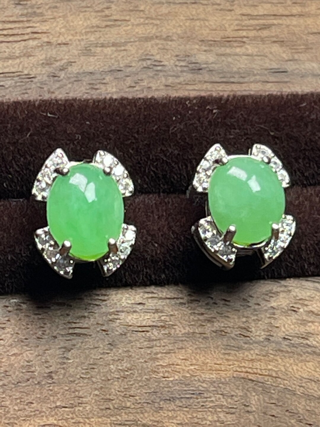 Bright Apple Green Burmese Jadeite Jade (grade A Type A) Stud Earrings ...