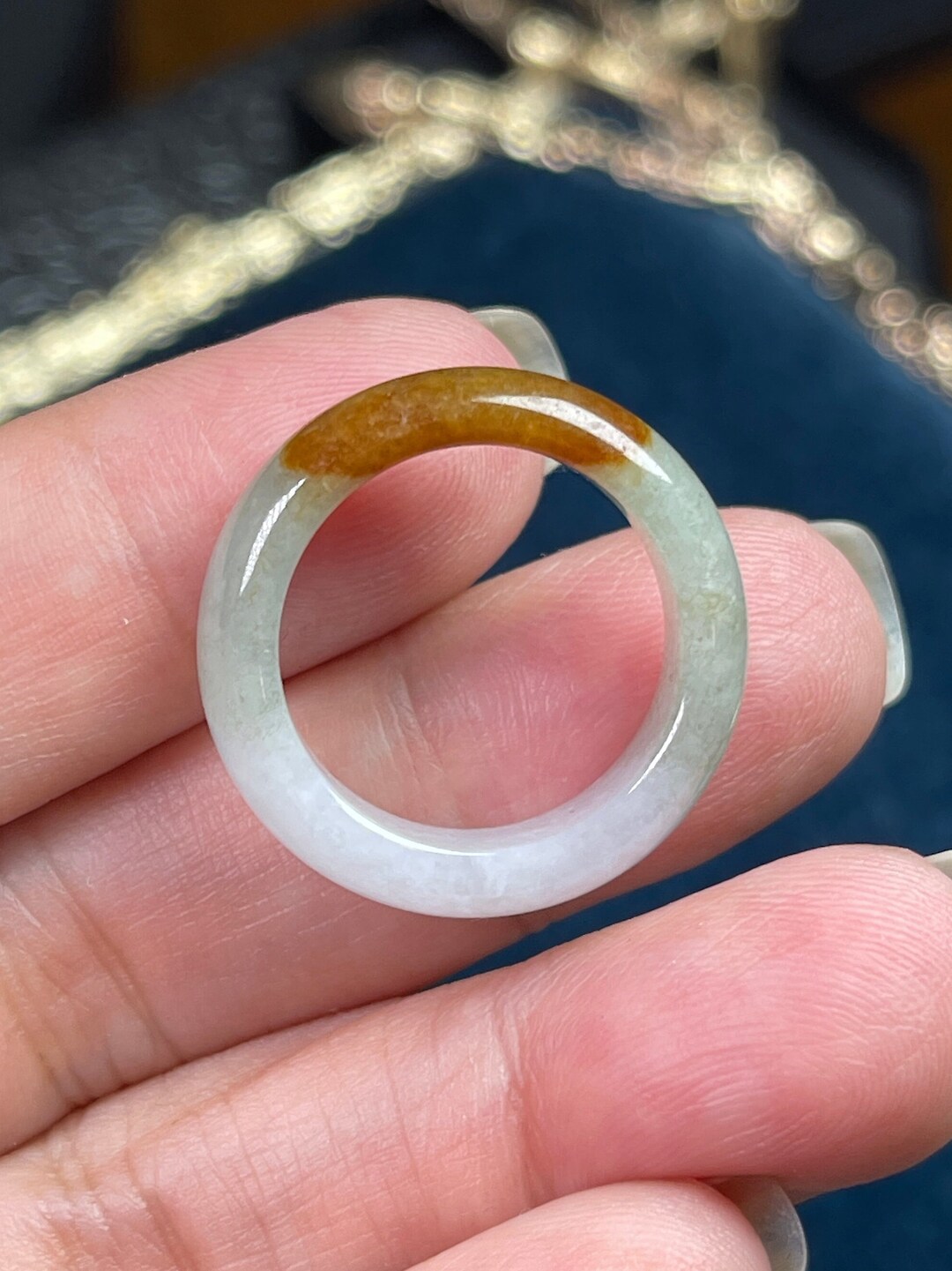 Russet Red Lake Green and White Trio Colour Jadeite Ring grade A Type A ...