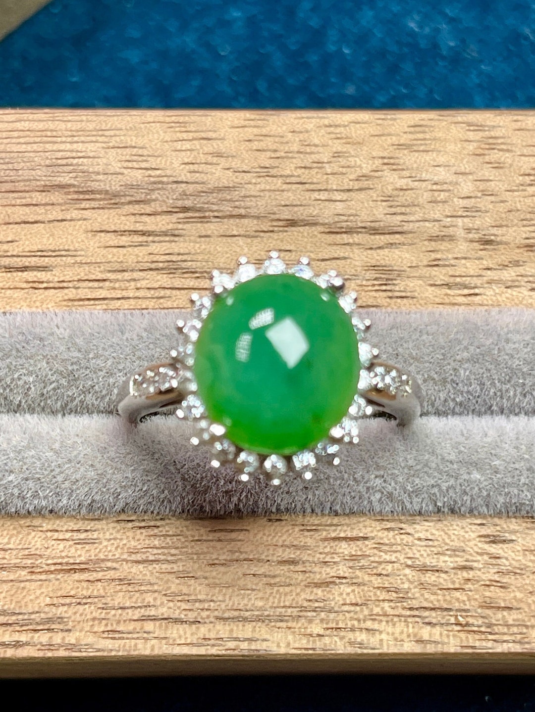 Certified Green Jadeite Jade (grade A Type A) Cabochon Ring - Etsy