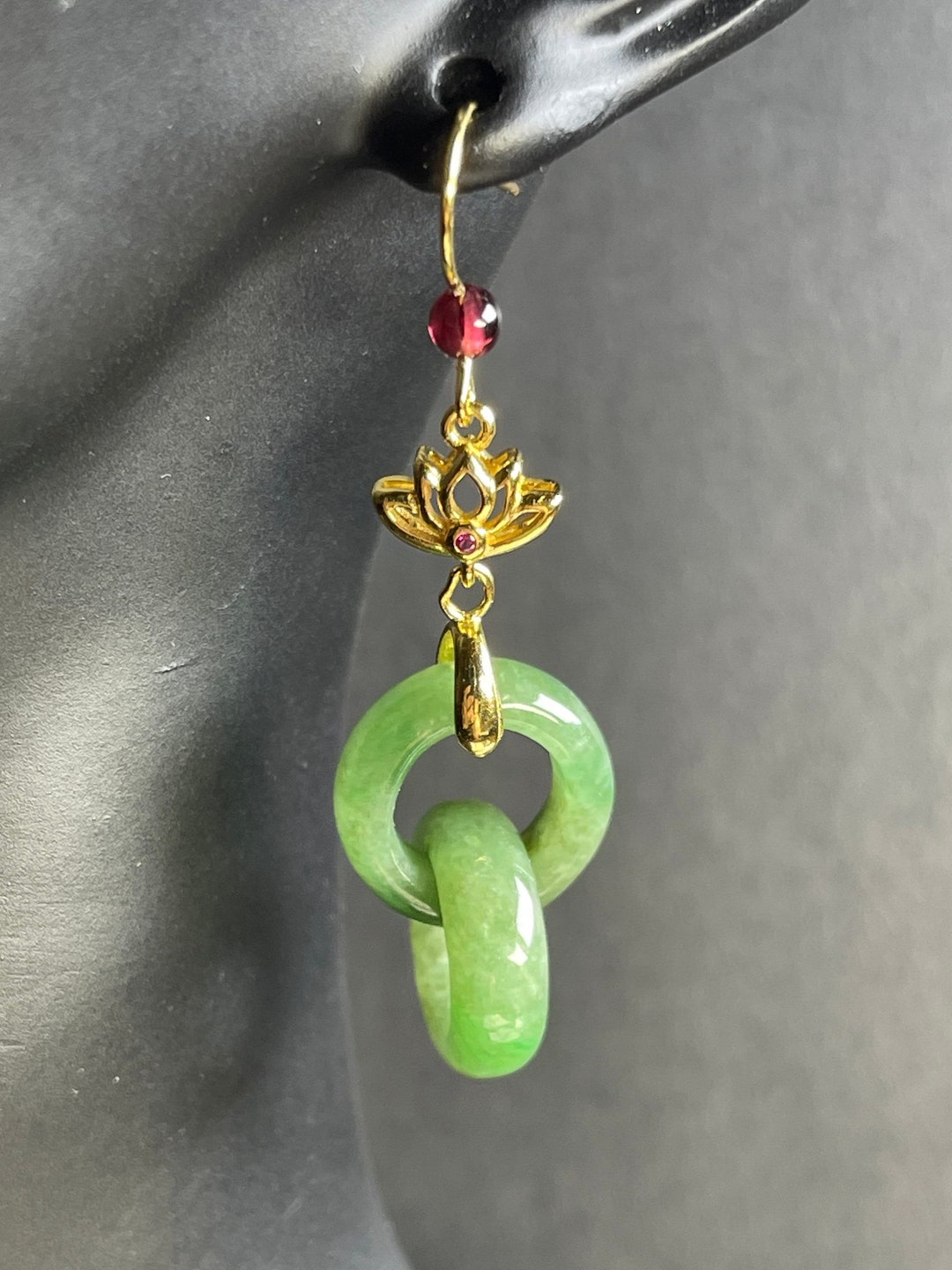 Double Loop Green Jadeite Jade (grade A Type A) Earrings - Etsy