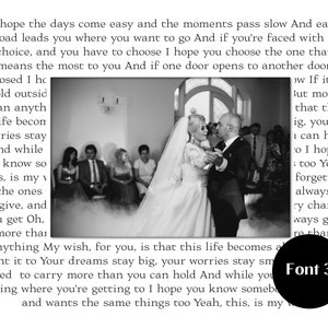 Father of the Bride Gift From Daughter, Custom Wedding Song Lyrics ...