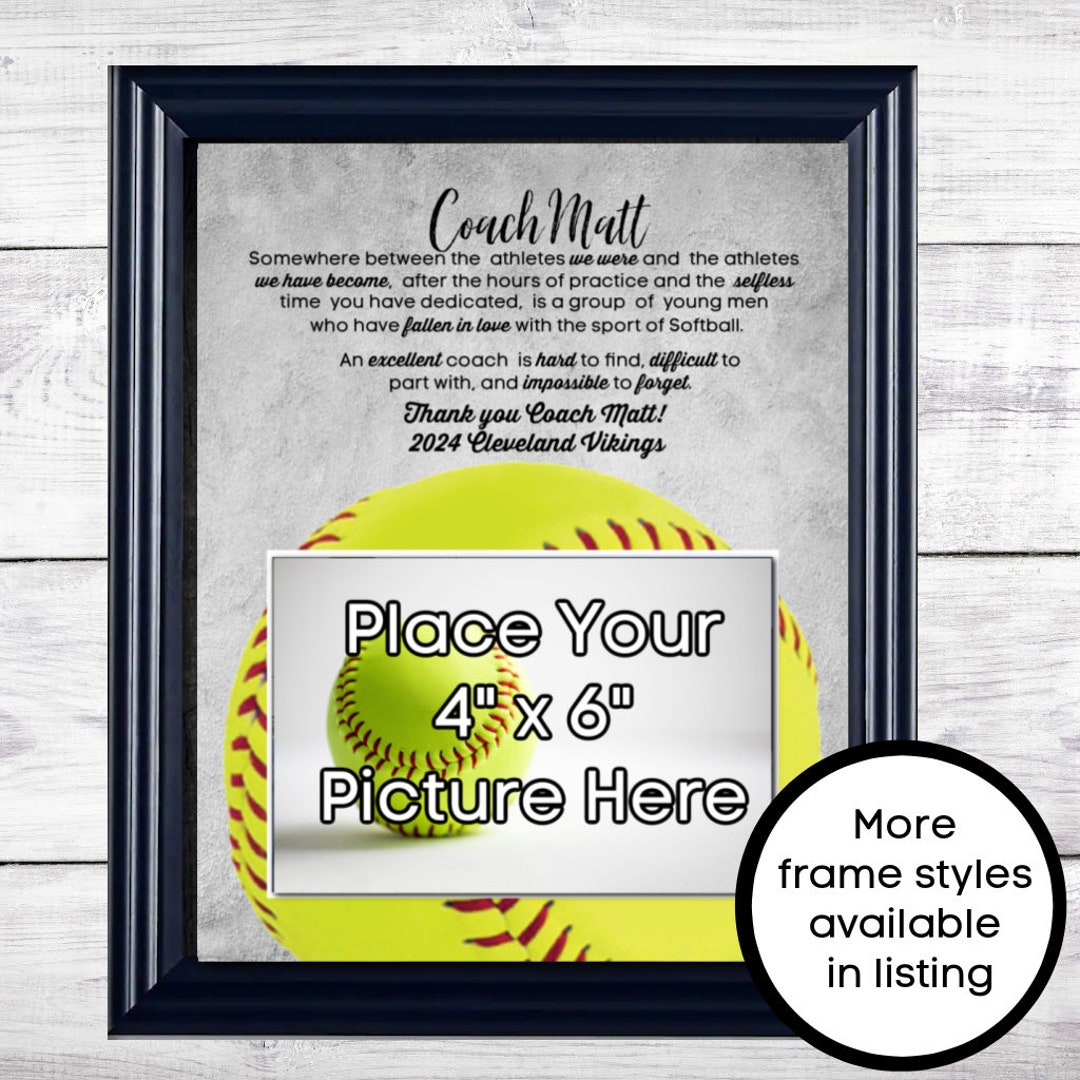 Softball Coach Photo Picture Frame Wall Decor, Thank You Gifts for ...