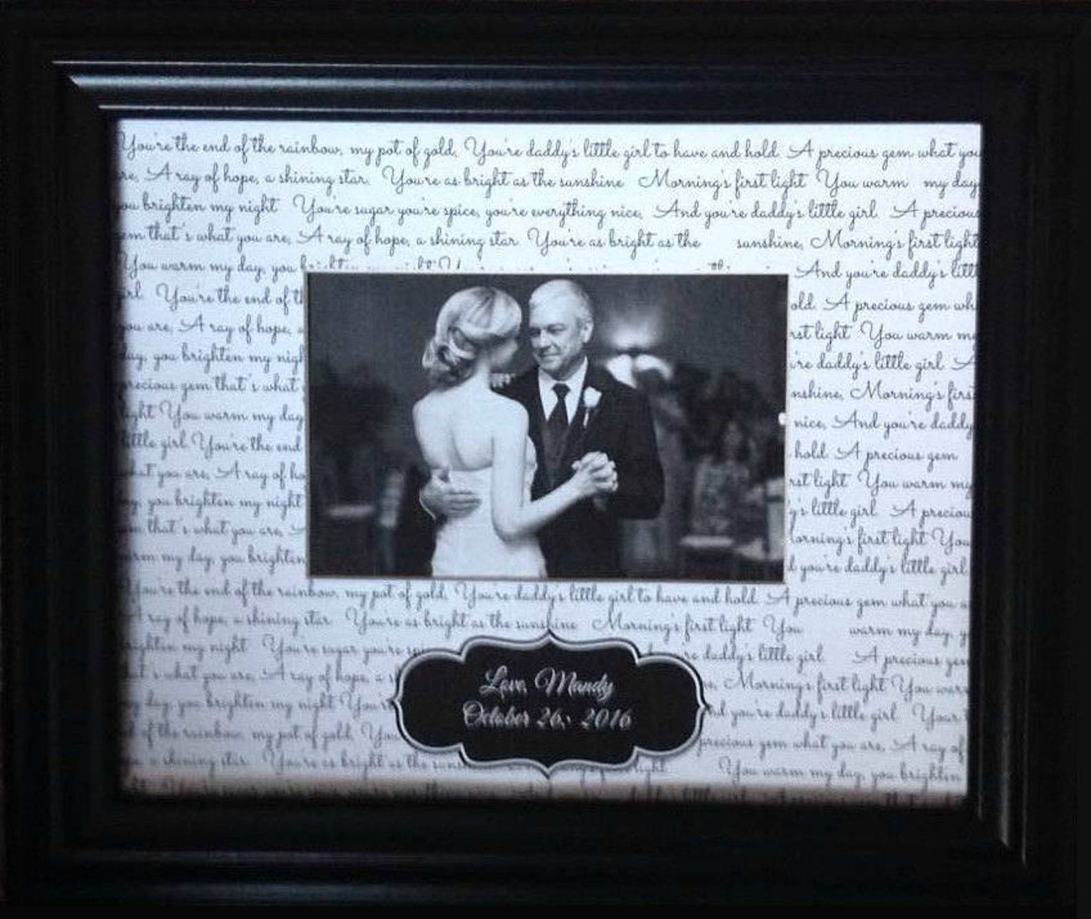 Custom Framed Song Lyrics & Photo Print First Anniversary - Etsy