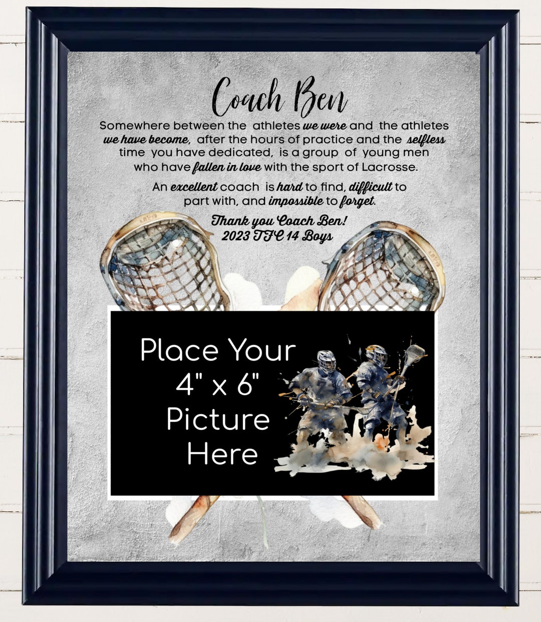 Personalized Lacrosse Coach Picture Frame by Lifetime Creations: Youth ...