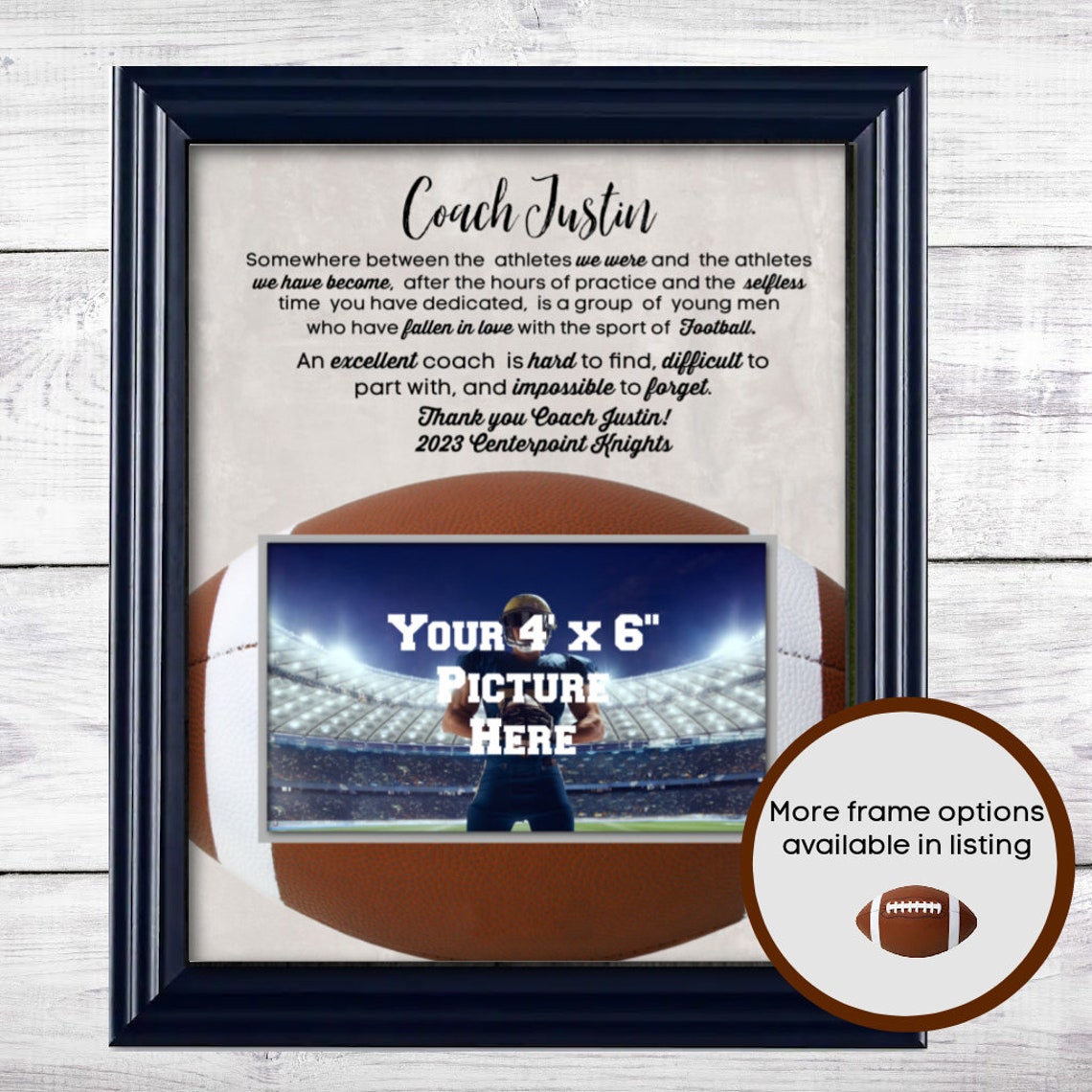 Personalized Football Coach Gift Ideas Picture Frame, Thank You Gifts ...