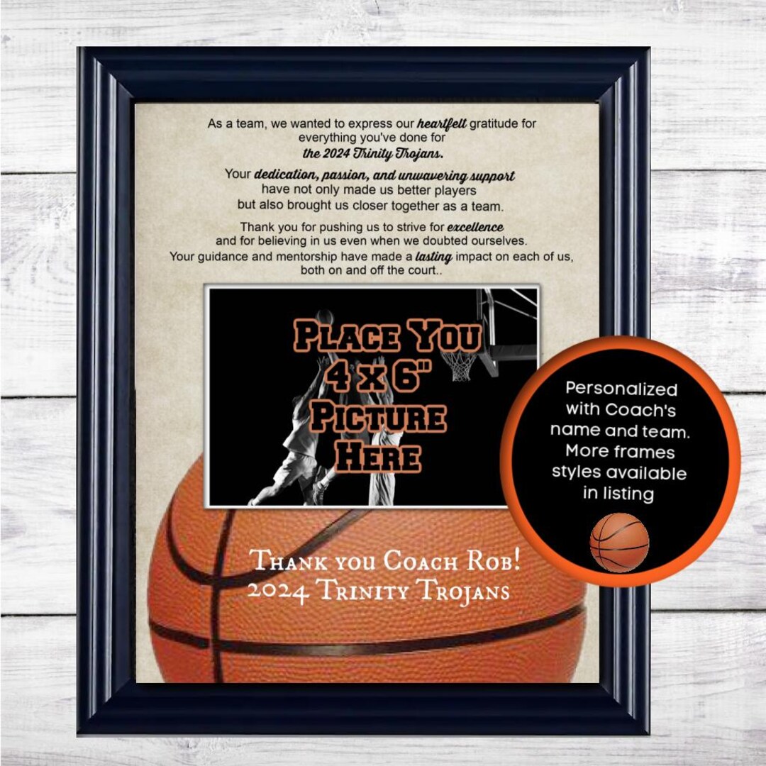 Basketball Team Gift for Coach, Thank You Gift Photo Frame for ...