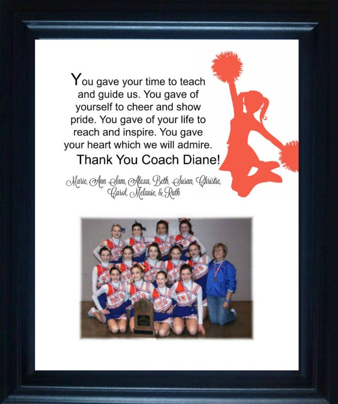Cheer Coach Gift Thank You Gift Personalized Verse Picture | Etsy