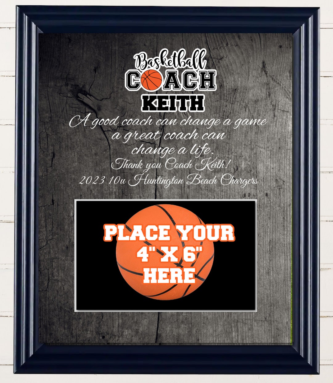 Team Gift for Basketball Coach End of Season, Coach Photo Picture Frame ...