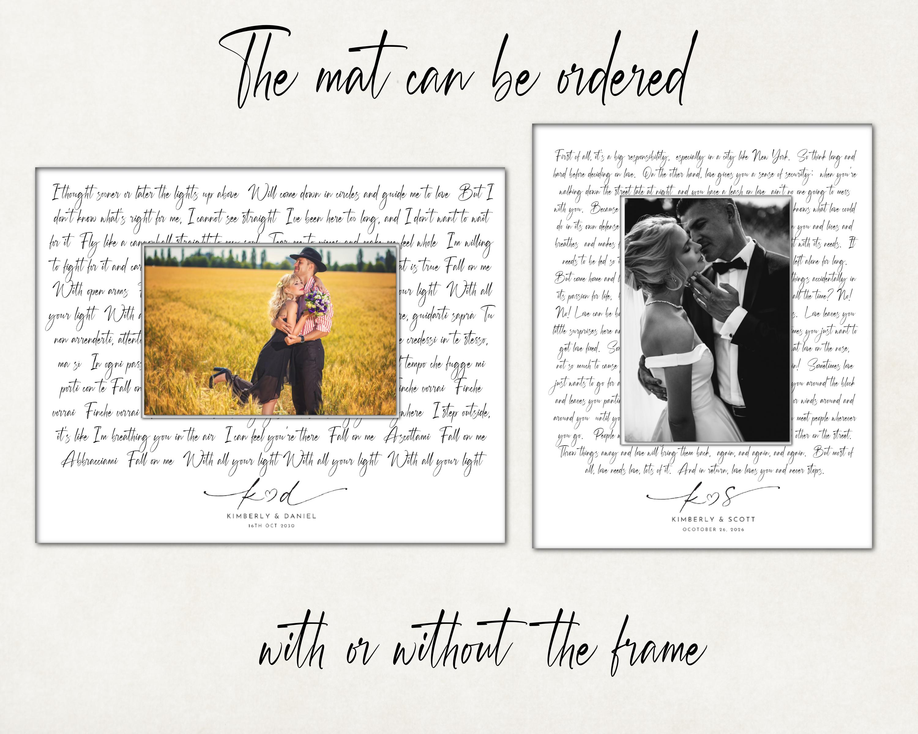 Personalized Song Lyrics Frame First Dance Song Gift Personalized Lyric ...