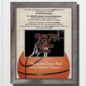 Basketball Team Gift for Coach, Thank You Gift Photo Frame for ...