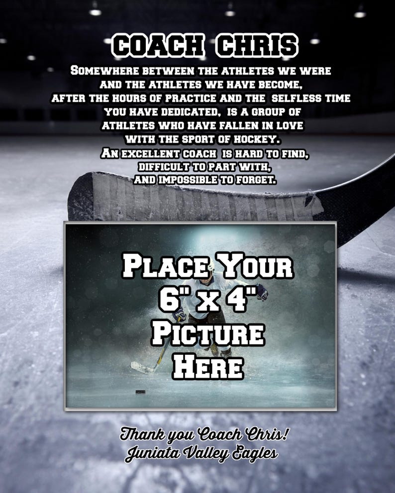 Custom Hockey Coach Photo Picture Frame Wall Decor, Thank You Gifts for ...