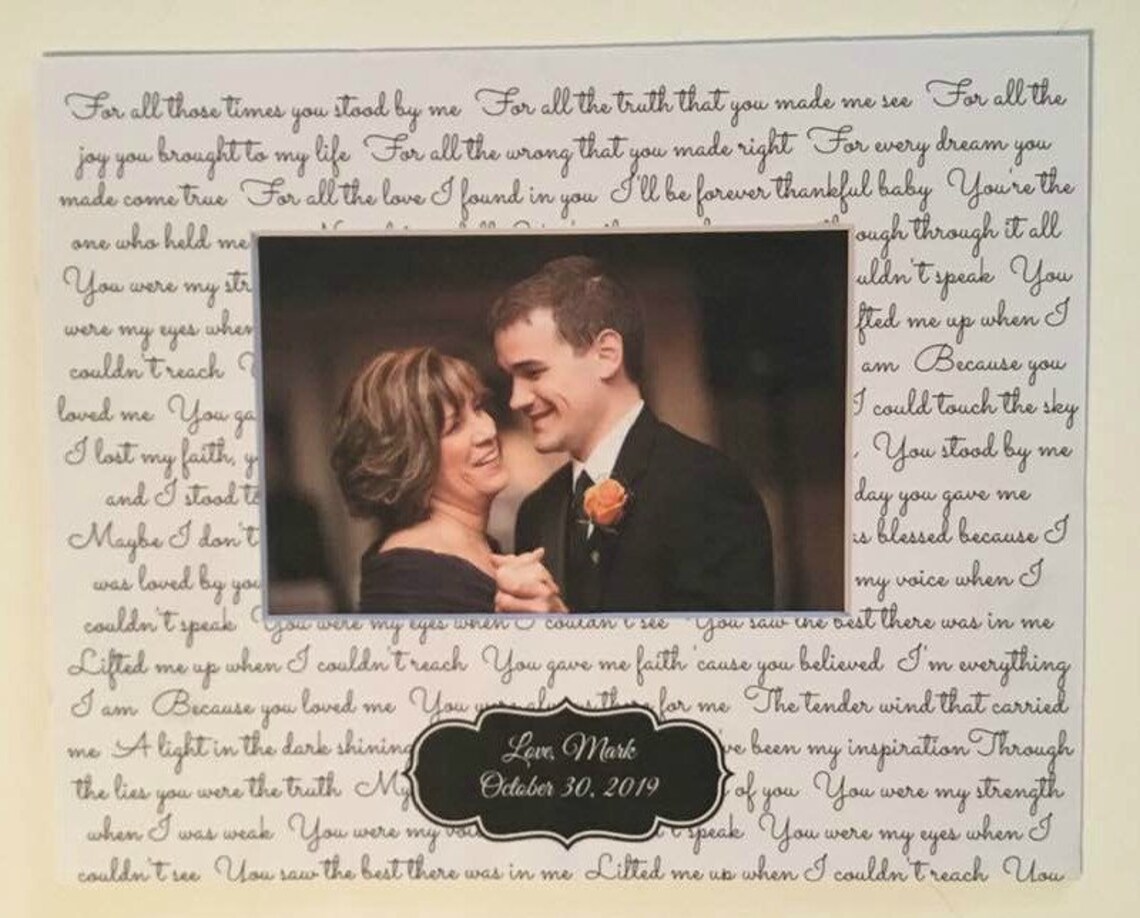 First Dance Lyrics Frame Mother Son Dance Lyric Picture Frame Mothers ...
