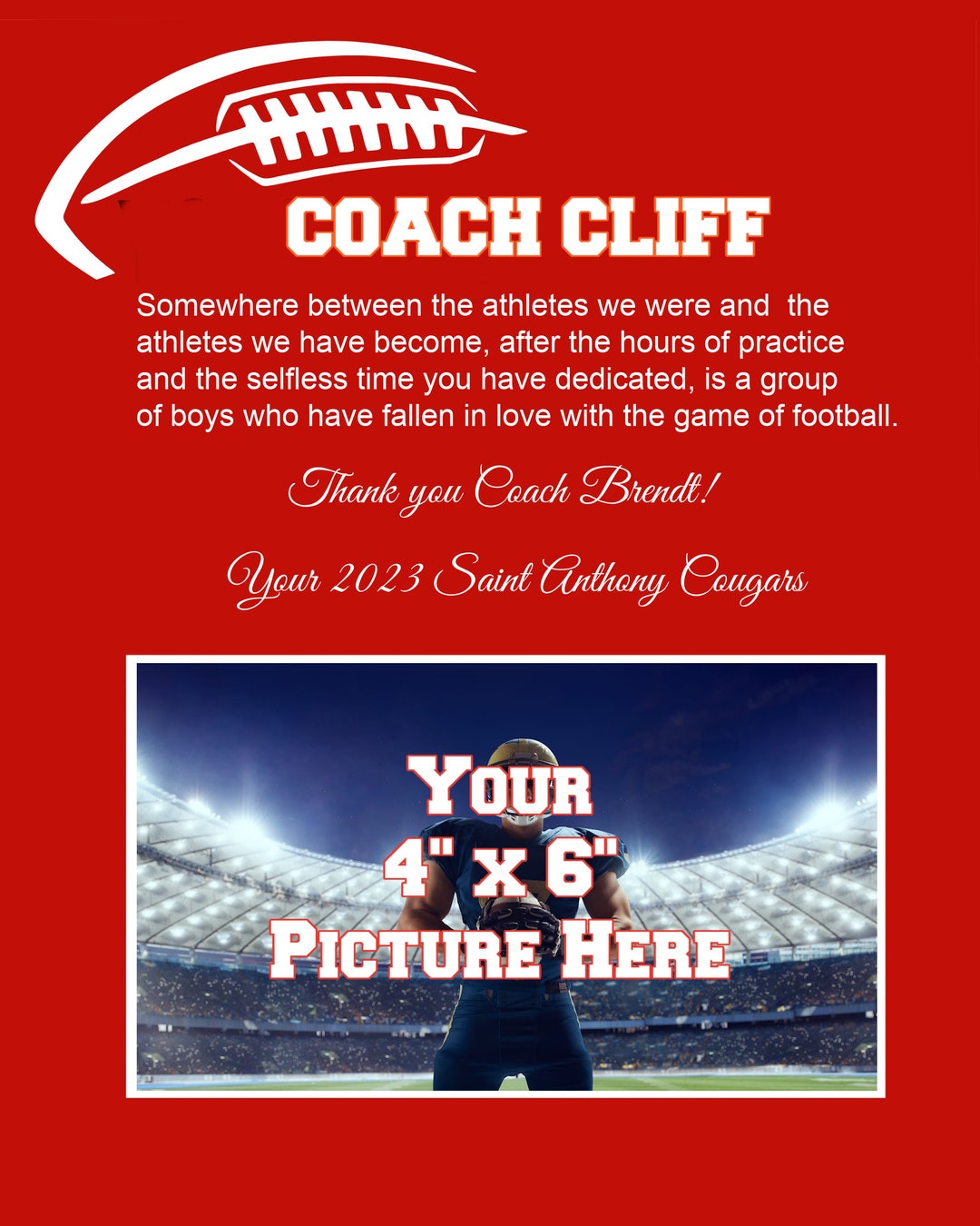 Custom Personalized Coach Appreciation Gift, Football Coach End of ...