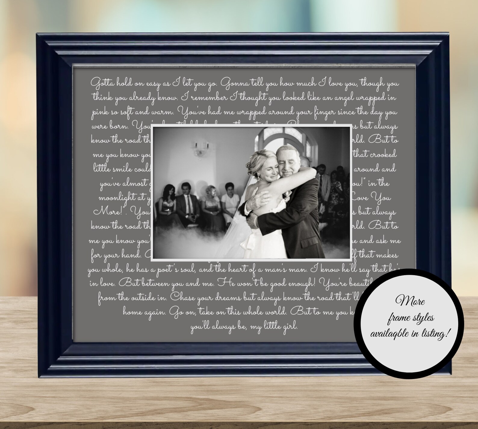 Fathers Day Gift Father of the Bride Gift Framed Song Lyrics Art ...