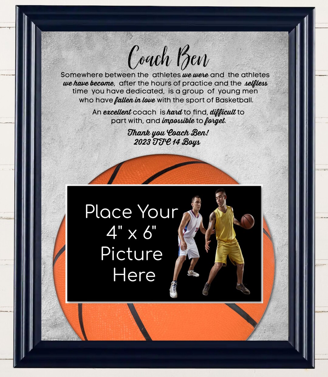 Coach Picture Frame Gift, Gift for Coach, End of Year Basketball Team ...