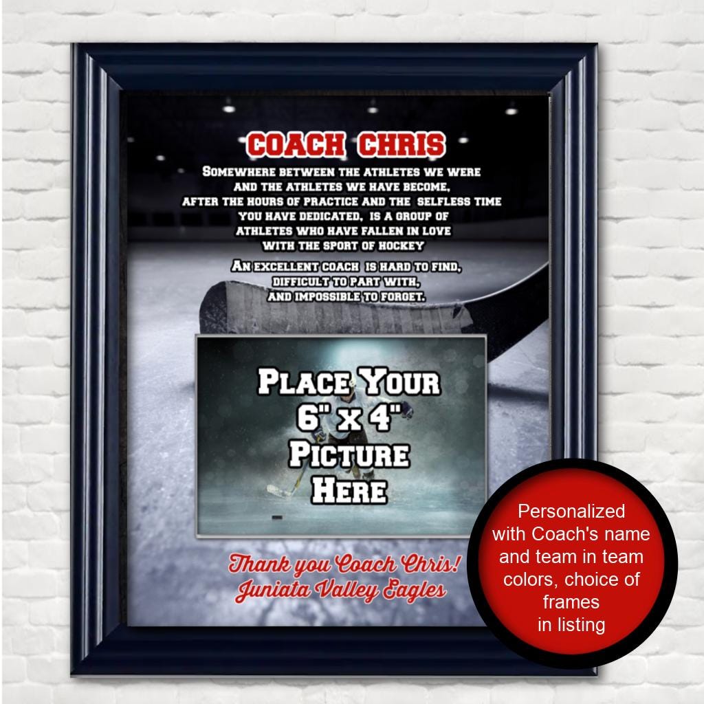Custom Hockey Coach Photo Picture Frame Wall Decor, Thank You Gifts for ...