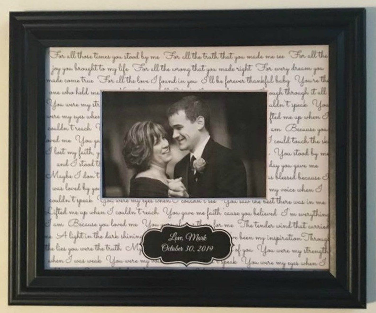 First Dance Lyrics Frame Mother Son Dance Lyric Picture Frame Mothers ...