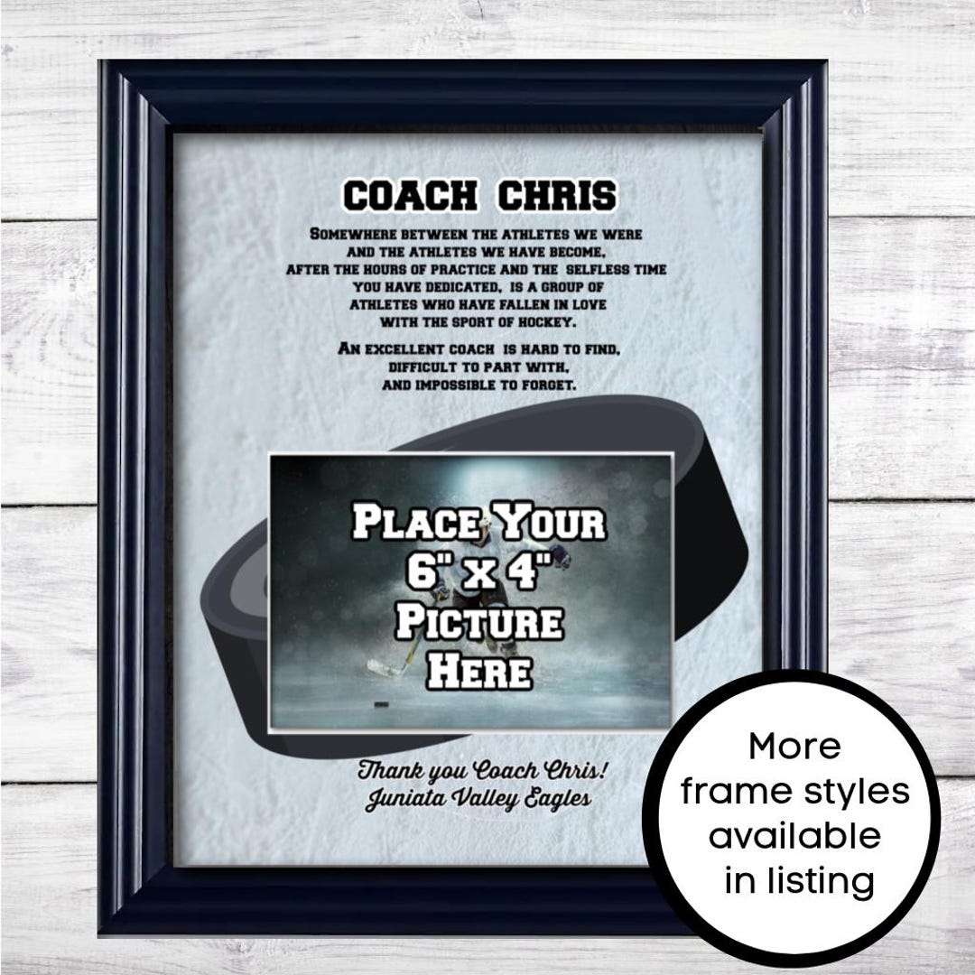 Custom Hockey Coach Photo Picture Frame Wall Decor, Thank You Gifts for ...