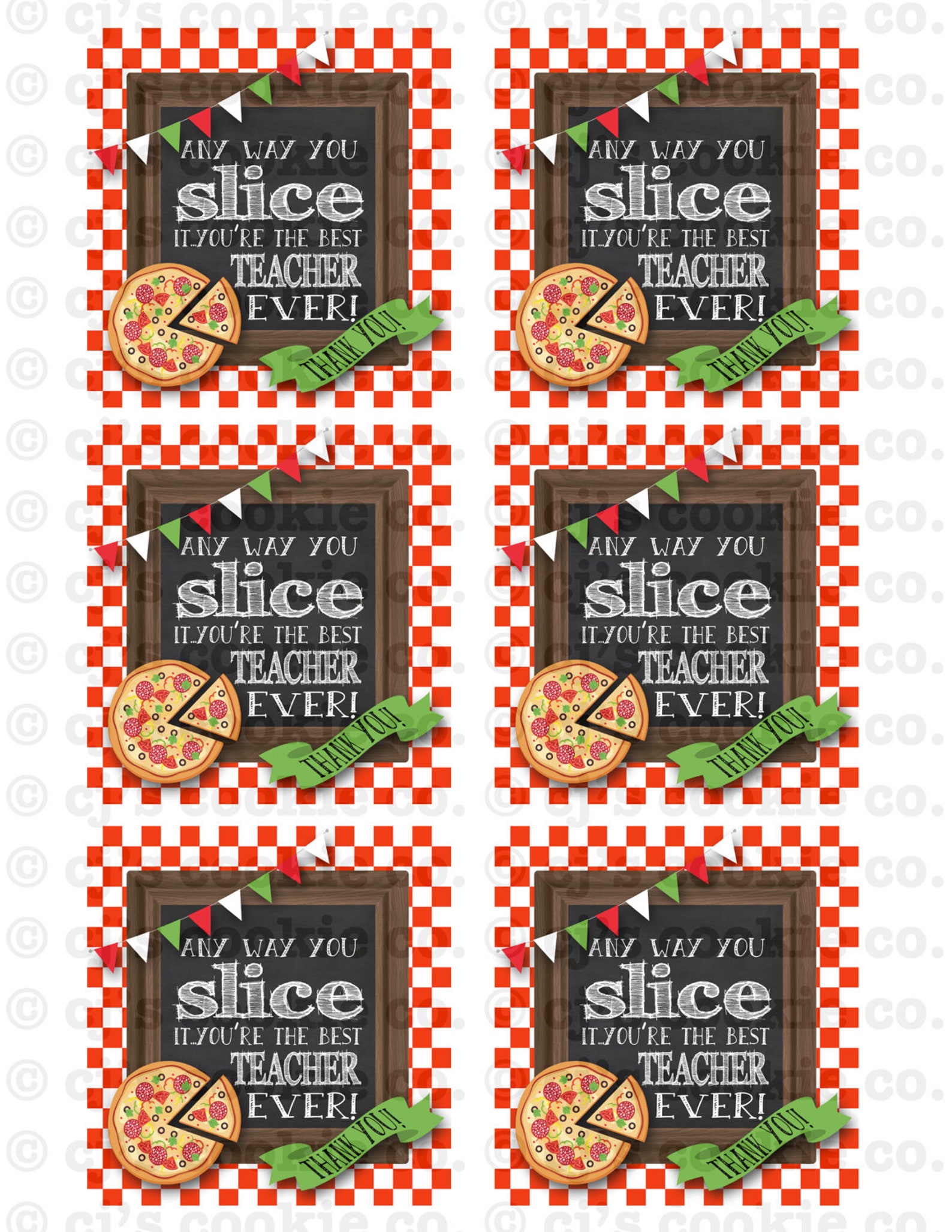 Teacher Appreciation Pizza Printable Tags Any Way You Slice | Etsy Canada