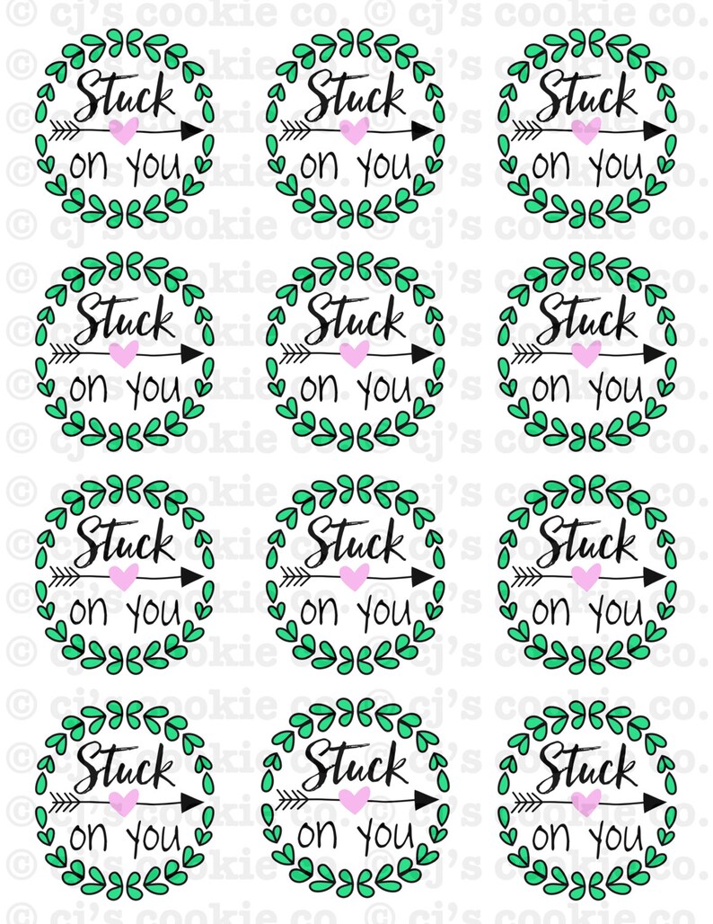 Valentine's Day Stuck on You cactus Printable Tags | Etsy