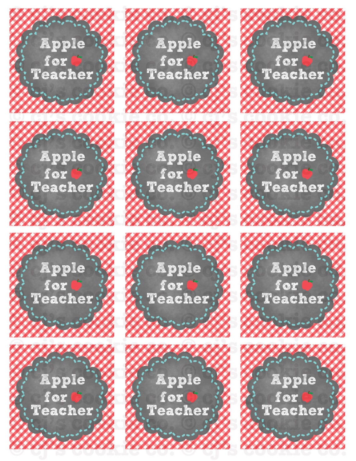 Apples for Teacher Printable Tags | Etsy