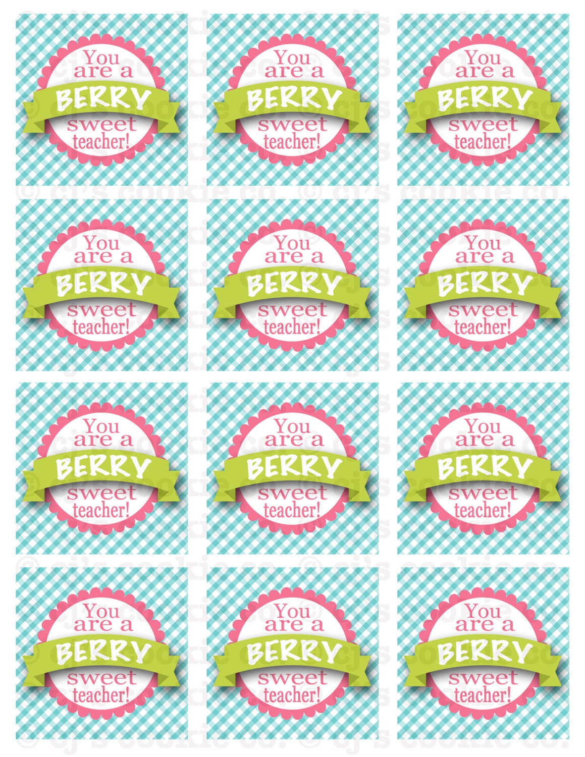 Berry Sweet Teacher Tags - Etsy