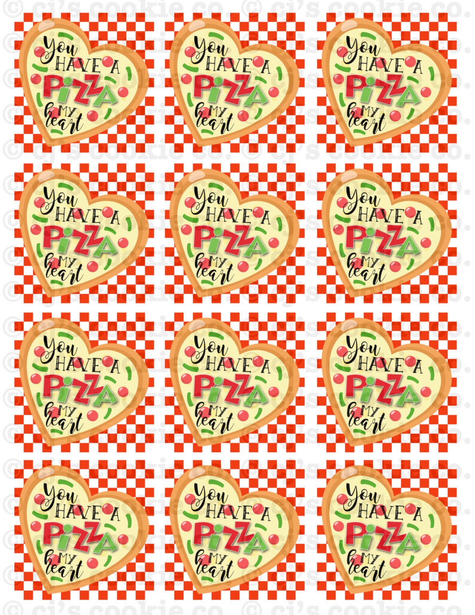 You Have A Pizza My Heart Valentine's Day Printable Tags - Etsy