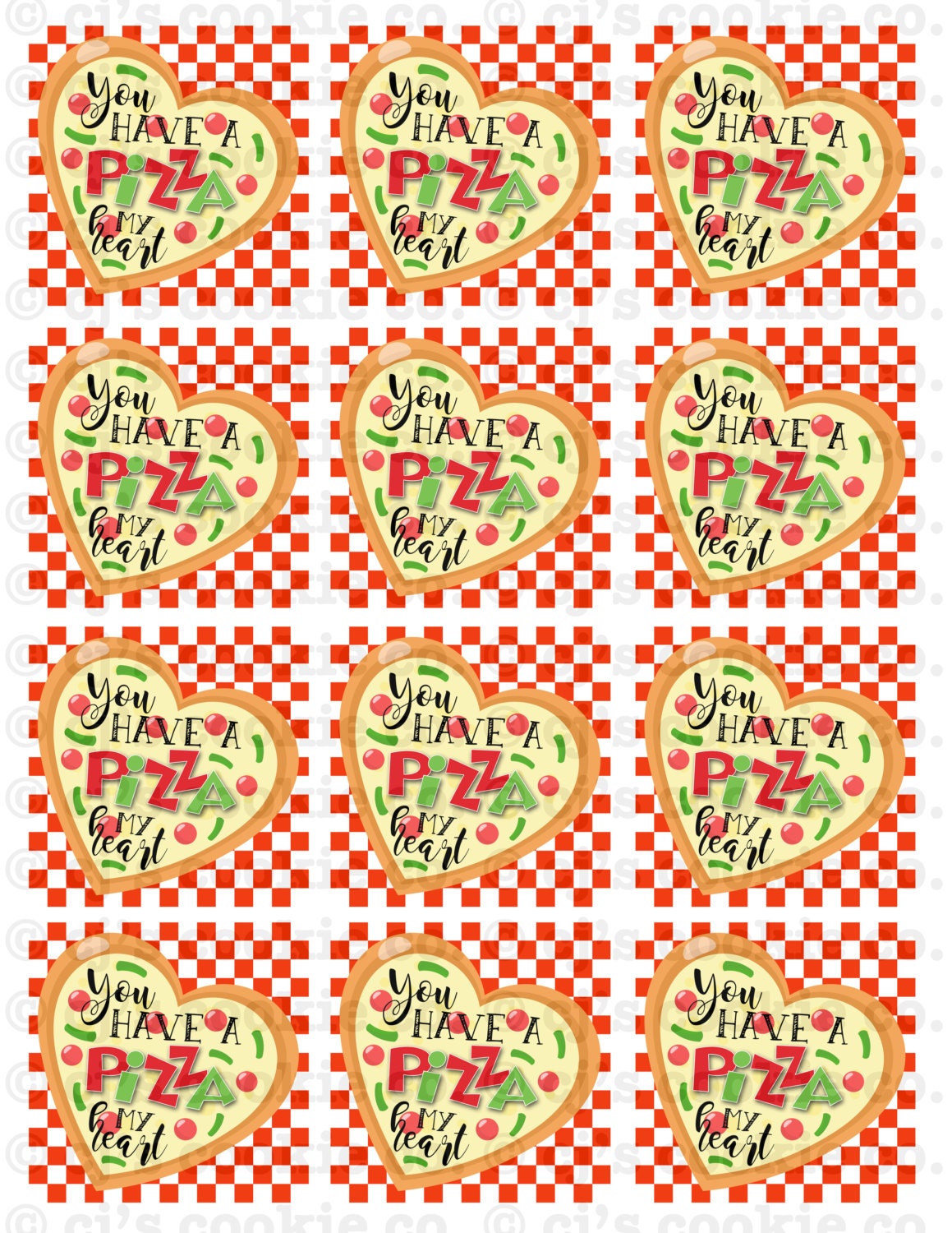 You Have A Pizza My Heart Valentine's Day Printable Tags - Etsy