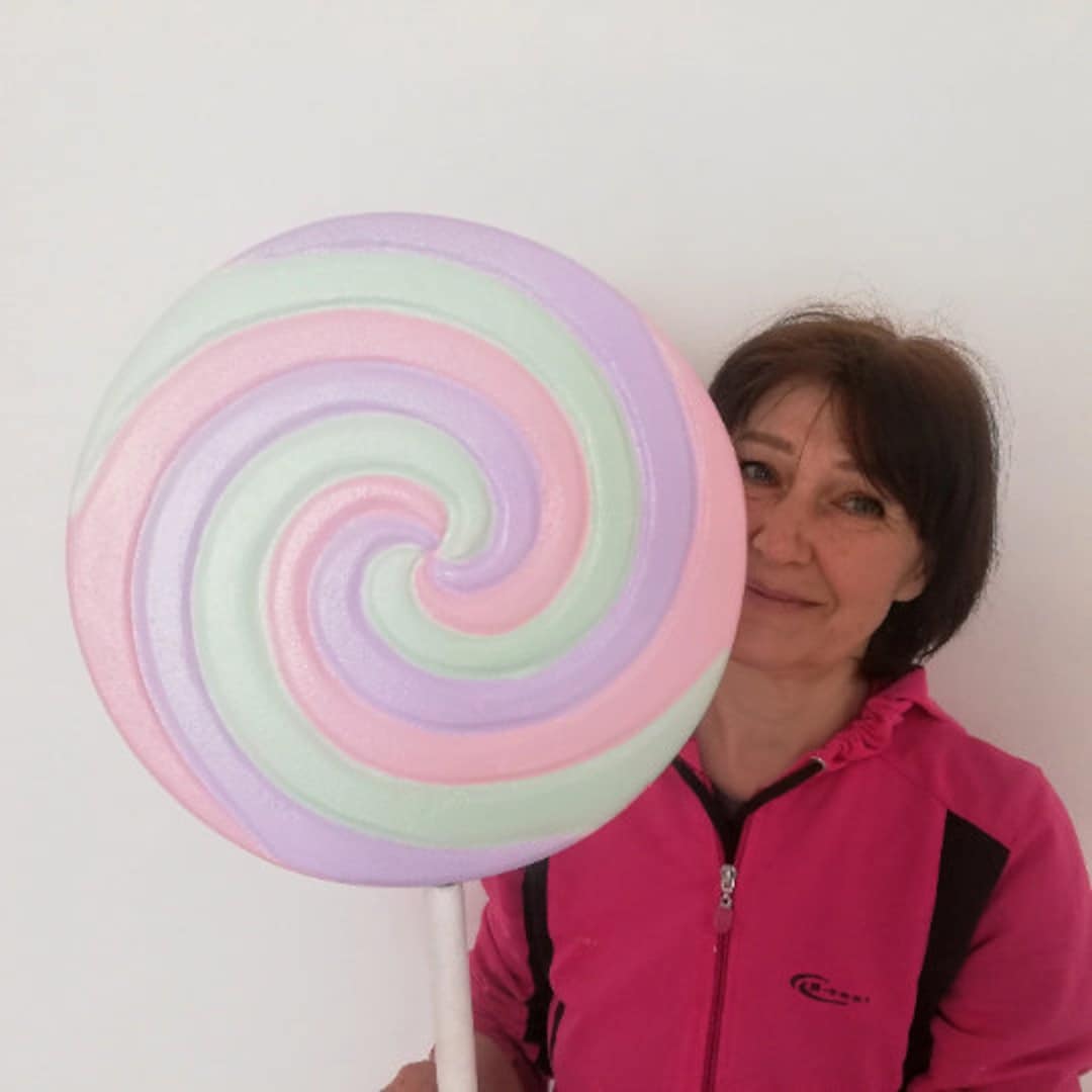 Giant Fake Lollipop Prop Decorations Birthday Large Swirl Candy Sweet ...