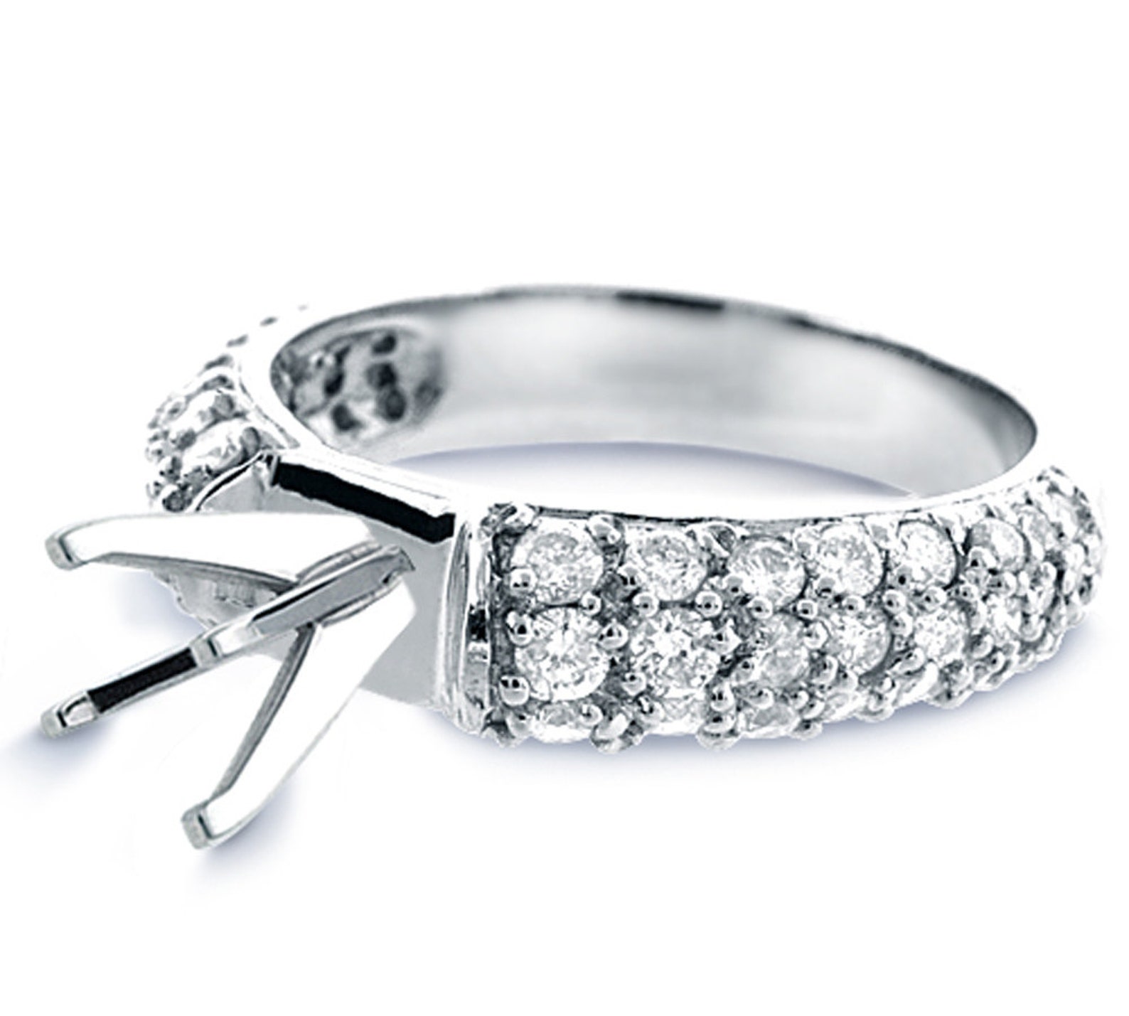 Three-row Pave Diamond Setting in Platinum 3/4 Carat TDW, Engagement ...