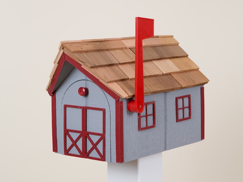 Amish Barns Style Mailbox red Trim Series - Etsy