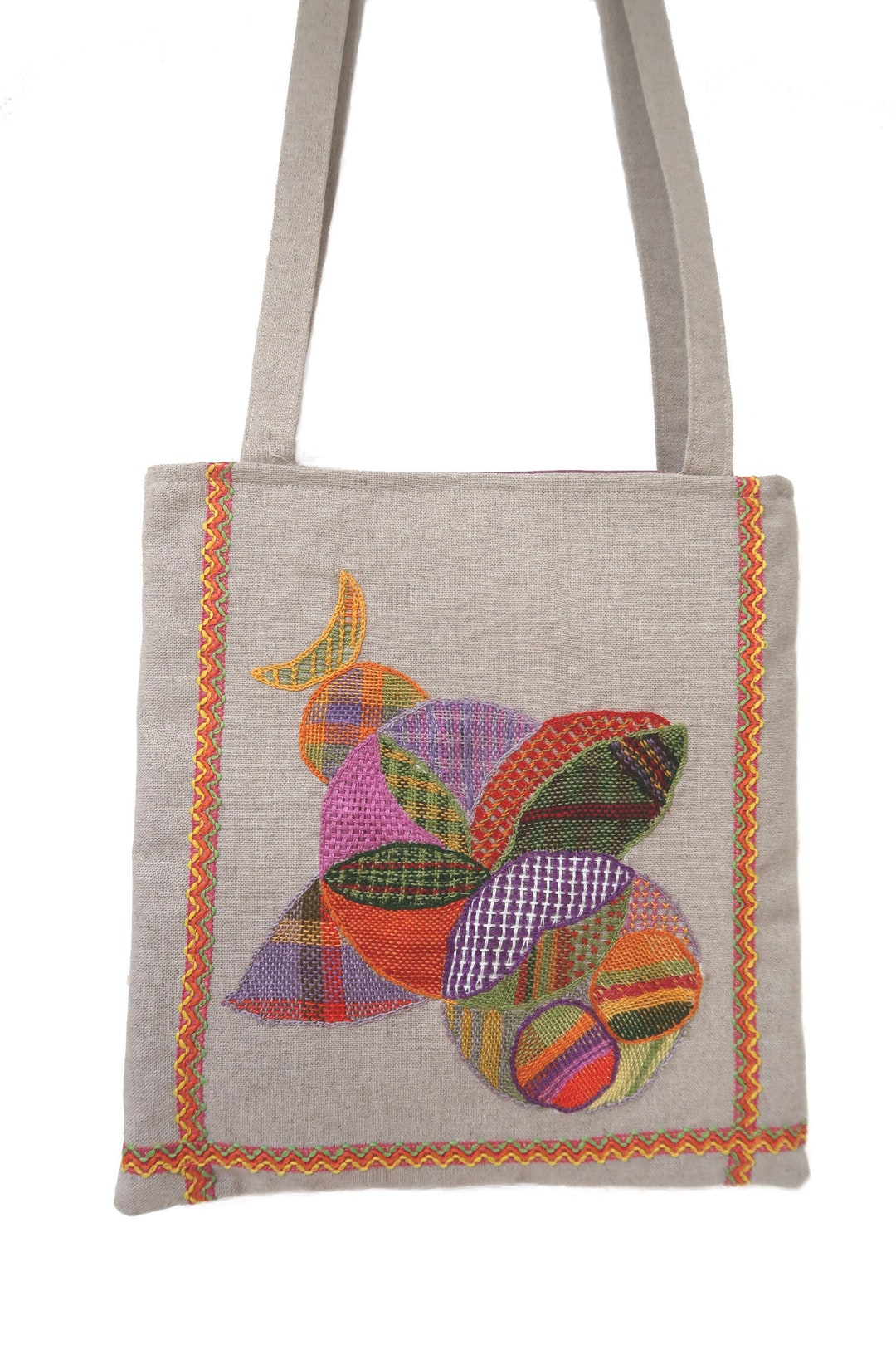 Small Tote Bag, Art Embroidery, Hand Embroidery, Lined With Taffetas ...